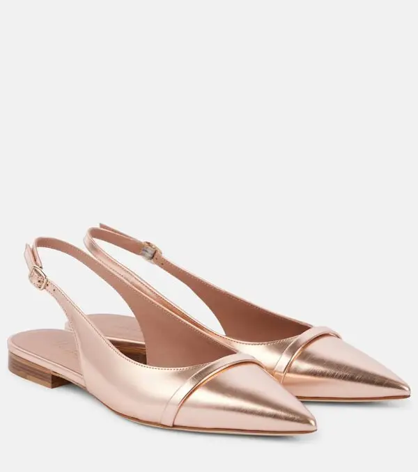 MALONE SOULIERS Jama Metallic Leather Slingback Ballet Flats
