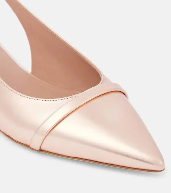 MALONE SOULIERS Jama Metallic Leather Slingback Ballet Flats