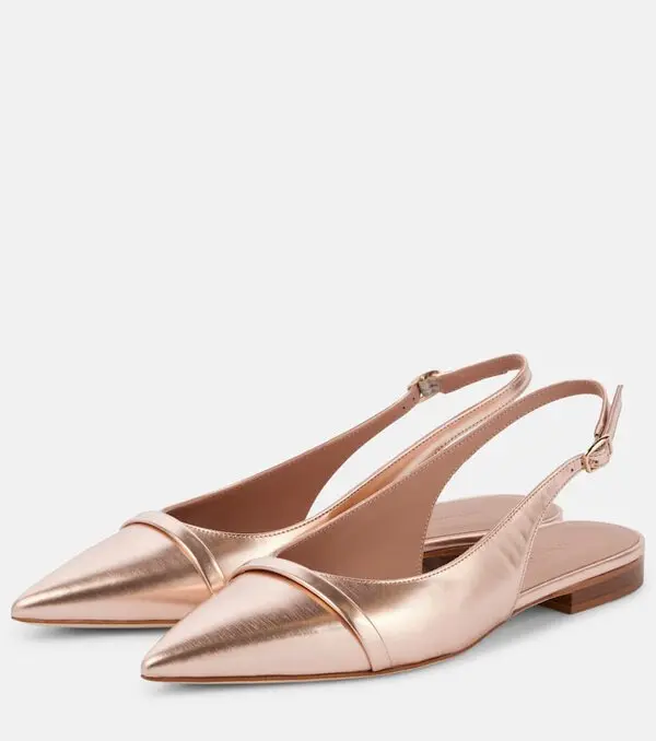 MALONE SOULIERS Jama Metallic Leather Slingback Ballet Flats