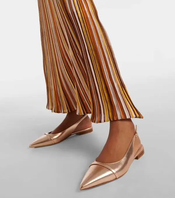 MALONE SOULIERS Jama Metallic Leather Slingback Ballet Flats