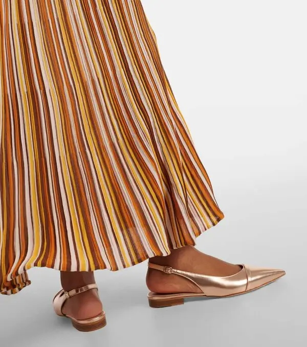 MALONE SOULIERS Jama Metallic Leather Slingback Ballet Flats
