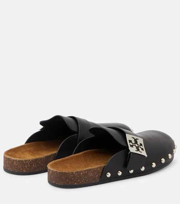 Tory Burch Mellow Studded Leather Slippers - Black