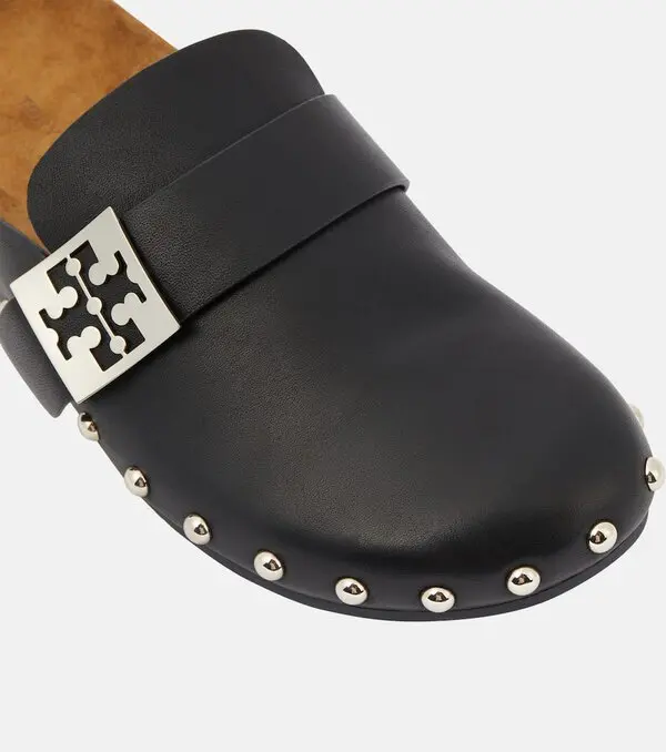 Tory Burch Mellow Studded Leather Slippers - Black