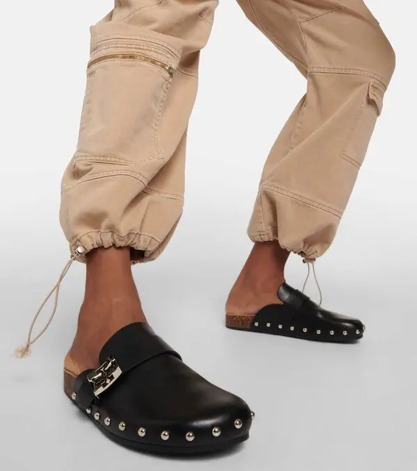 Tory Burch Mellow Studded Leather Slippers - Black