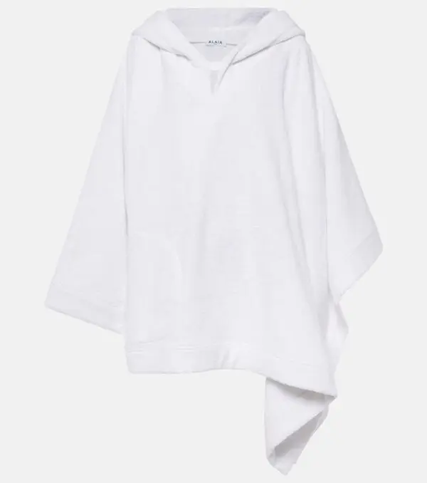 Alaïa Cropped Cotton Terry Hoodie - White
