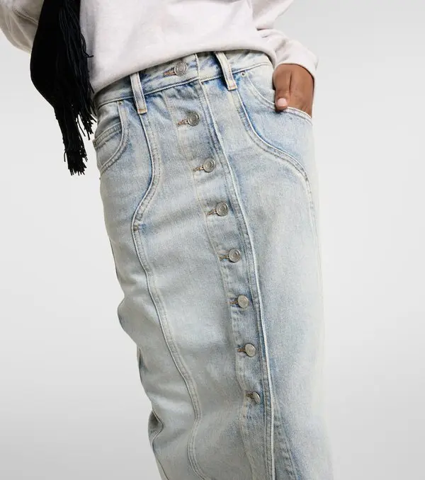 MARANT ETOILE Vandy Denim Midi Skirt - Blue