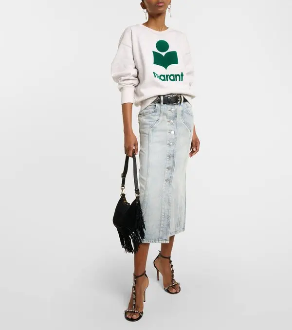 MARANT ETOILE Vandy Denim Midi Skirt - Blue