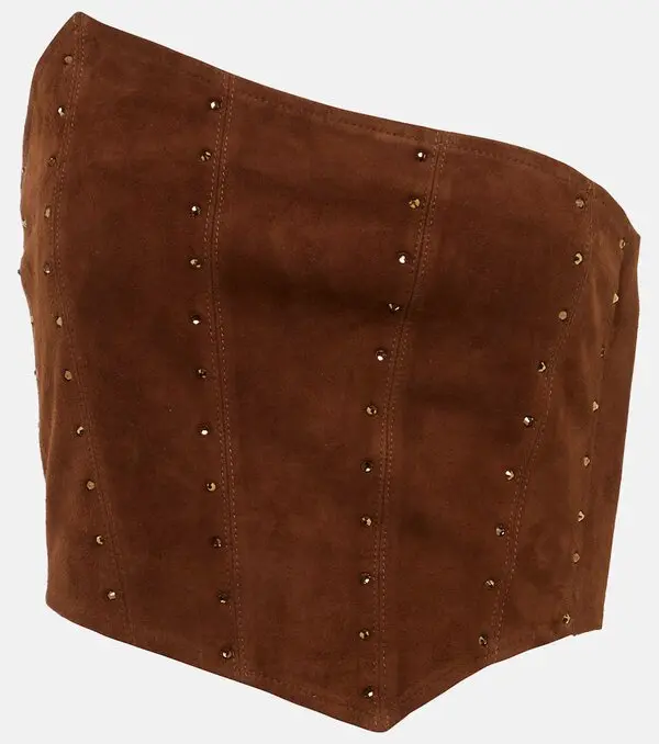 Alessandra Rich Asymmetrical Strapless Top - Brown