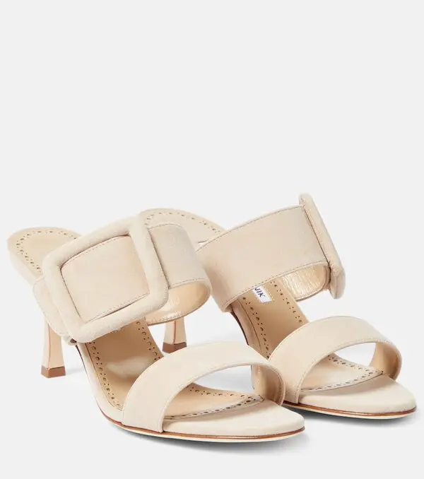 Manolo Blahnik Gable Suede Sandals - Beige