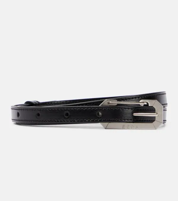 EERA Logo-engraved Buckled Leather Belt - Black