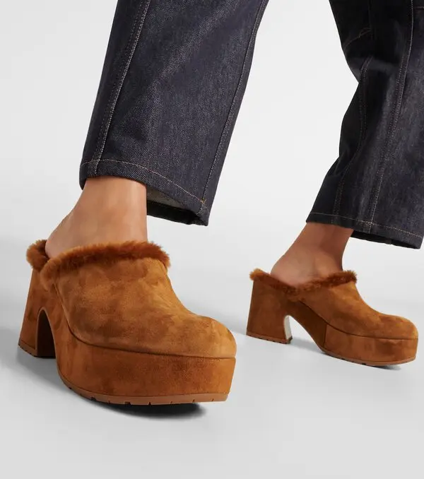 GIANVITO ROSSI Suede Platform Clogs