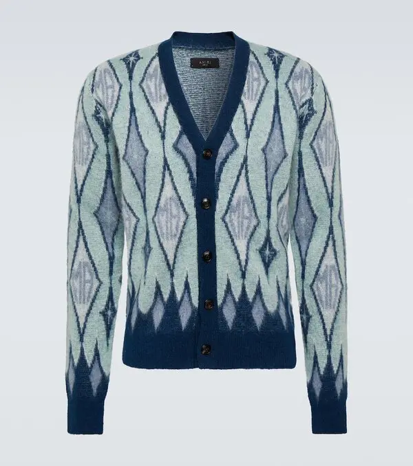 Amiri Argyle Mohair-blend Cardigan