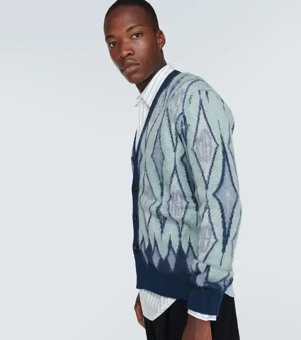 Amiri Argyle Mohair-blend Cardigan