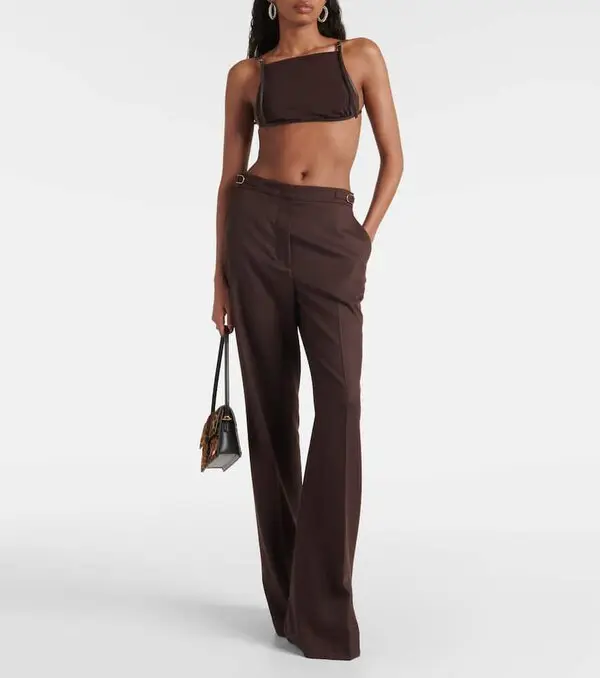 Christopher Esber Framed Leather-trimmed Crop Top