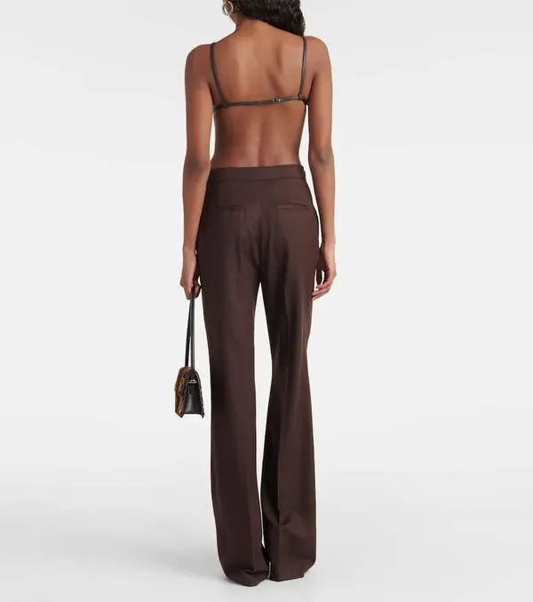 Christopher Esber Framed Leather-trimmed Crop Top