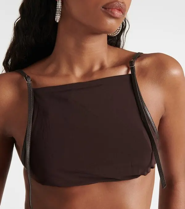 Christopher Esber Framed Leather-trimmed Crop Top