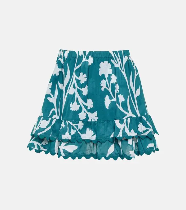JULIET DUNN Majorelle Tiered Cotton Miniskirt - Blue