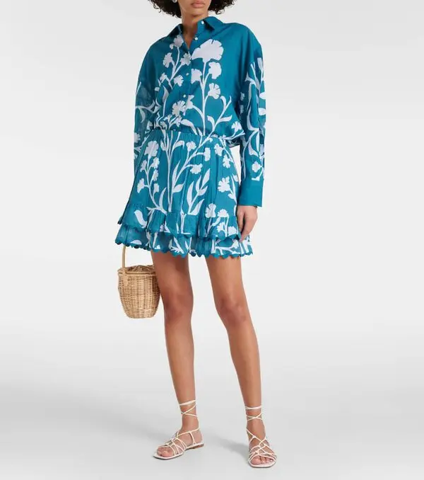 JULIET DUNN Majorelle Tiered Cotton Miniskirt