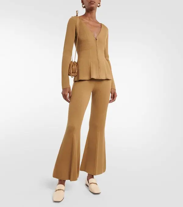 JOSEPH Wool-blend Knit Flared Pants