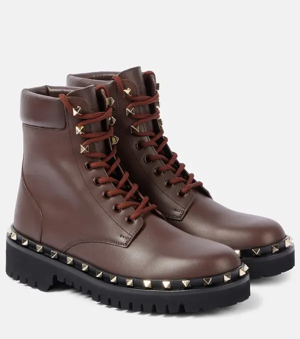 Valentino Garavani Rockstud Leather Combat Boots