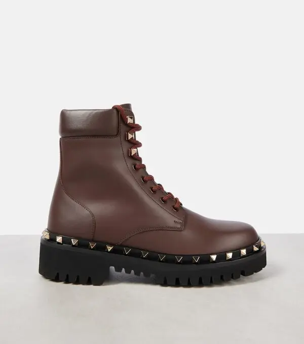 Valentino Garavani Rockstud Leather Combat Boots