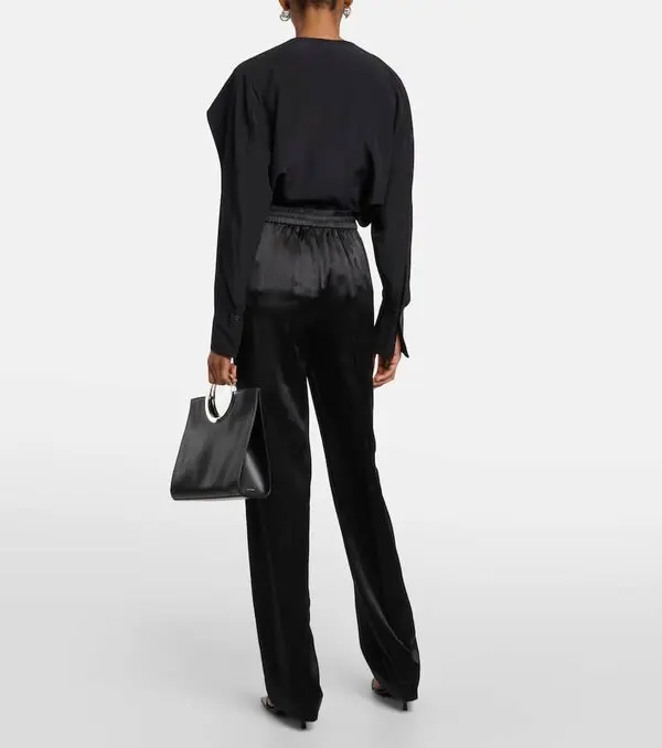 JOSEPH Tova Silk Satin Pants - Black