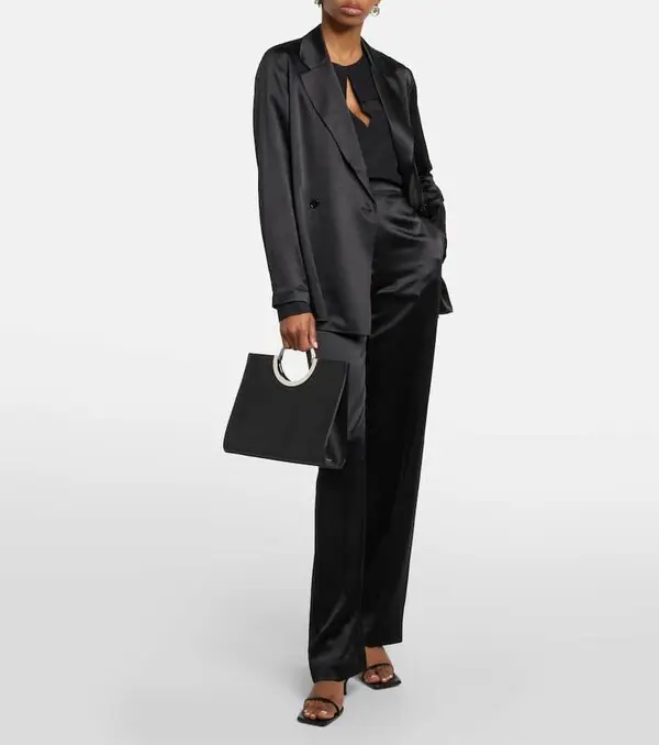JOSEPH Tova Silk Satin Pants - Black