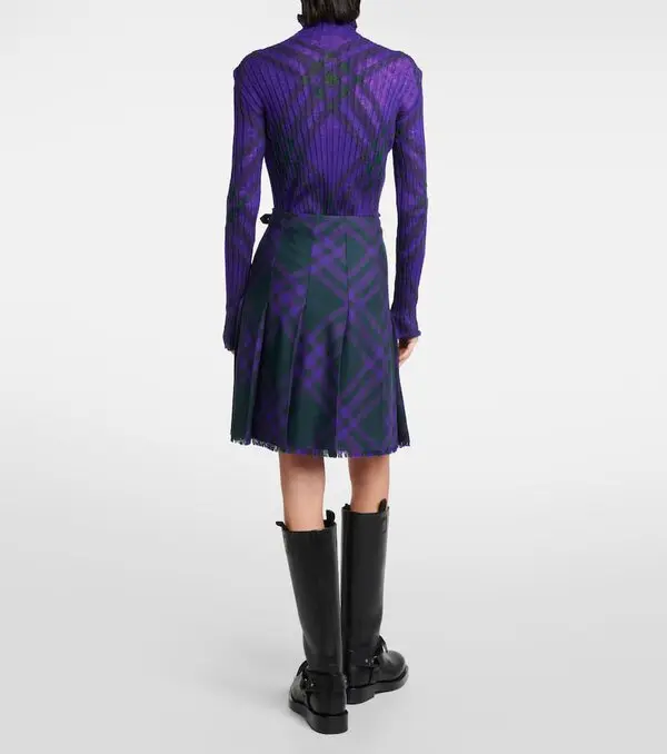 Burberry Checked Wool Wrap Skirt