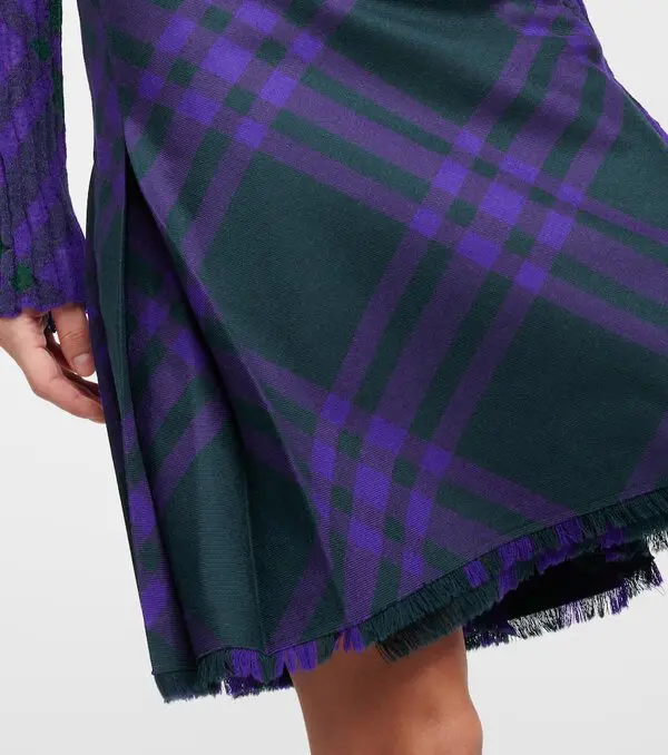 Burberry Checked Wool Wrap Skirt