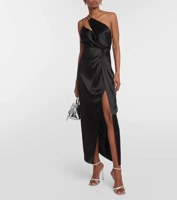 THE SEI One-shoulder Silk Midi Dress
