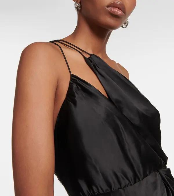 THE SEI One-shoulder Silk Midi Dress