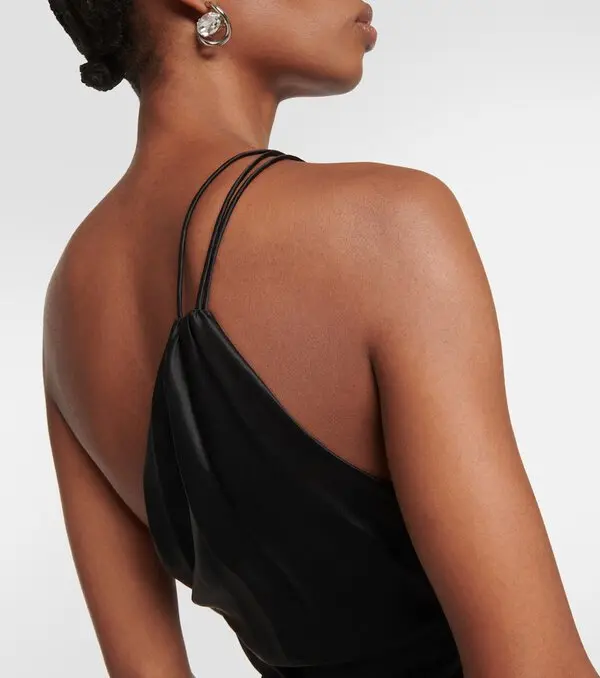 THE SEI One-shoulder Silk Midi Dress