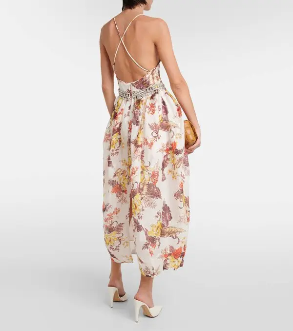 Zimmermann Matchmaker Embellished Floral Midi Dress