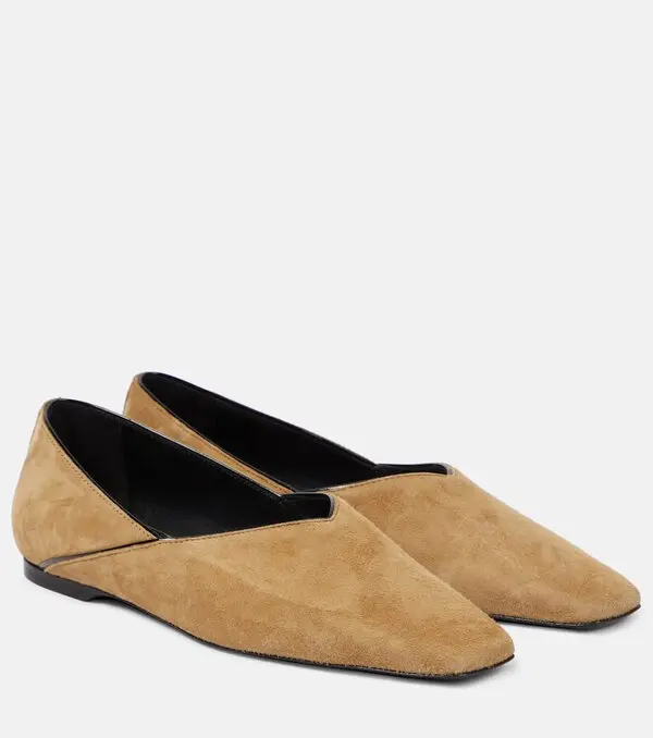 TOTEME The Everyday Flat Suede Ballerinas - Beige