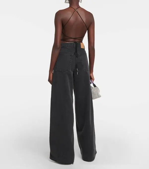 AREA Crystal-embellished Halterneck Top