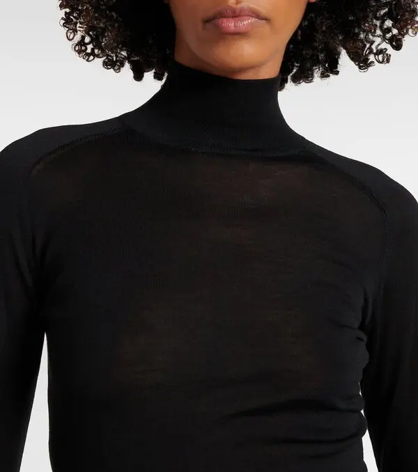 Alaïa Faux Fur-trimmed Wool Turtleneck Top