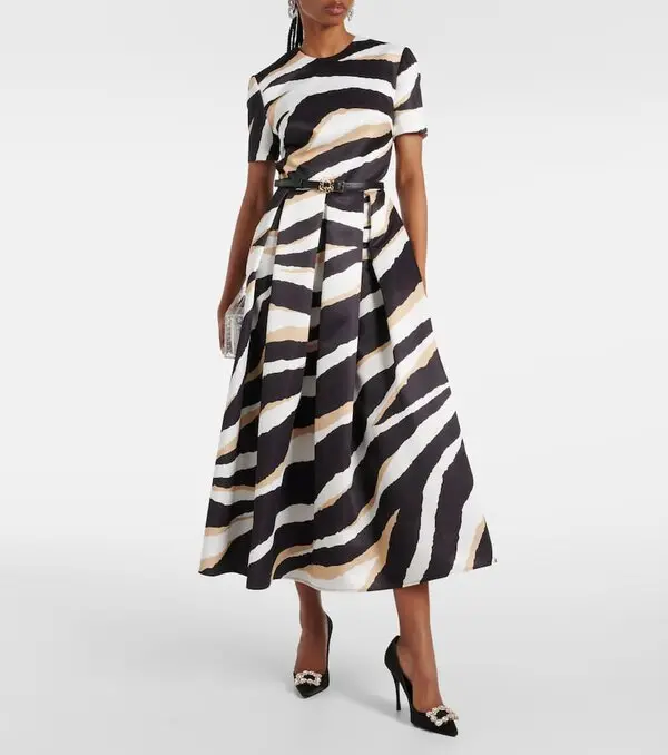 Elie Saab Printed Silk-blend Midi Dress
