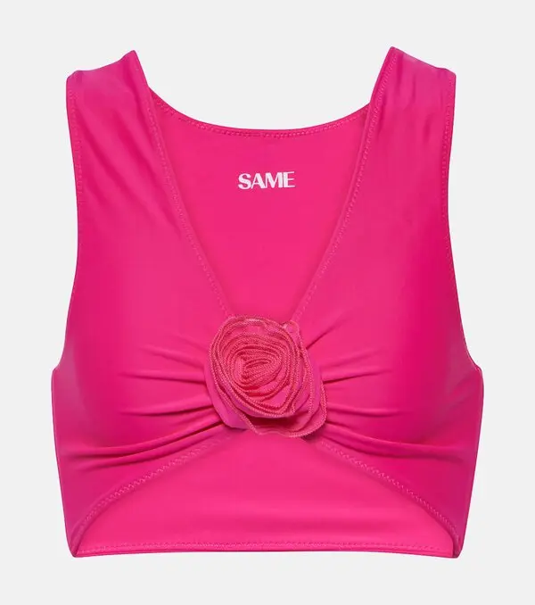 SAME Rose Floral-applique Bikini Top - Pink