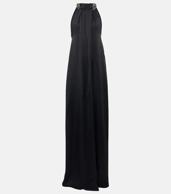 Stella McCartney Embroidered Halterneck Gown - Black