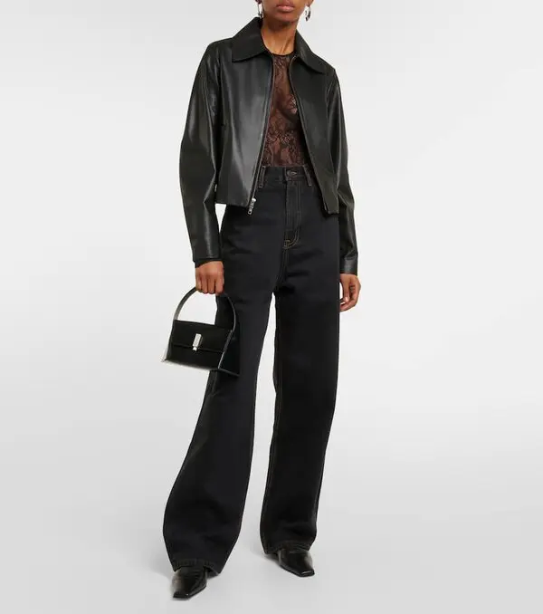 Wardrobe.NYC Floral Lace Bodysuit - Black