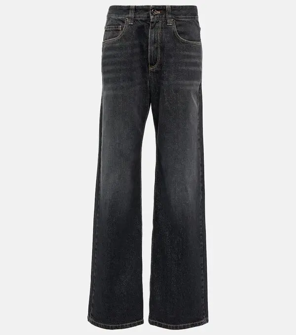 Brunello Cucinelli Embellished Wide-leg Jeans - Grey
