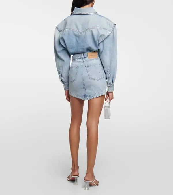 Alexandre Vauthier Embellished Denim Miniskirt