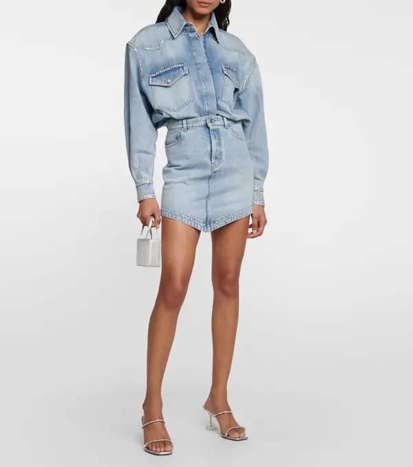 Alexandre Vauthier Embellished Denim Miniskirt