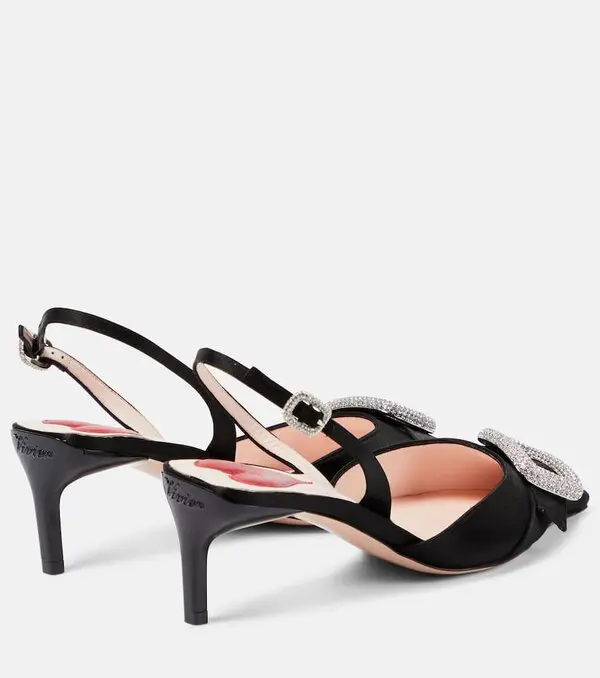 ROGER VIVIER D'orsay Embellished Satin Slingback Pumps