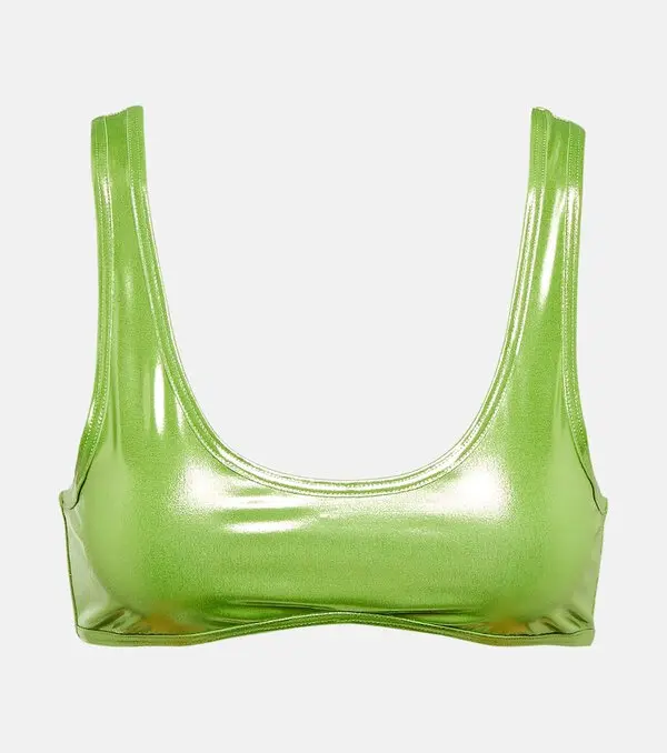REINA OLGA Coolio Lame Bikini Top - Green