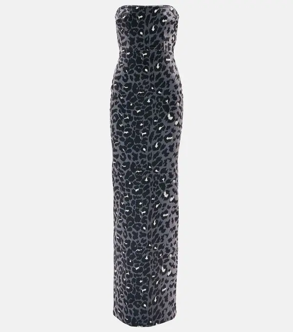 Alex Perry Leopard-print Velvet Gown