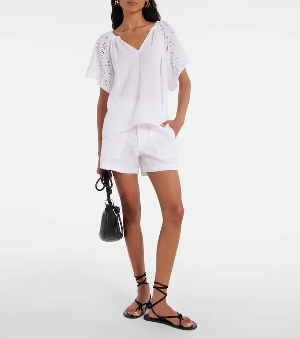 Velvet By Graham & Spencer Embroidered Cotton Top - White