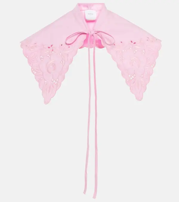 PATOU Embroidered Cotton Poplin Collar - Pink