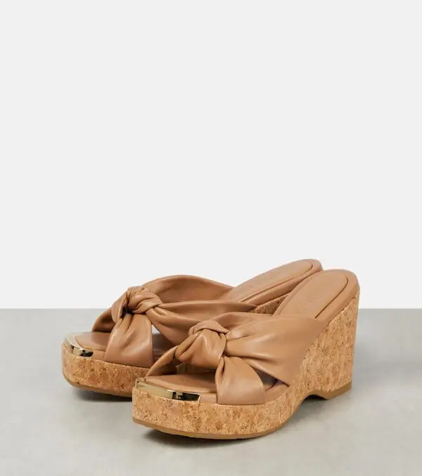 JIMMY CHOO Avenue Leather Wedge Sandals