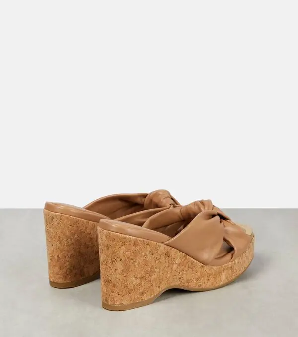 JIMMY CHOO Avenue Leather Wedge Sandals